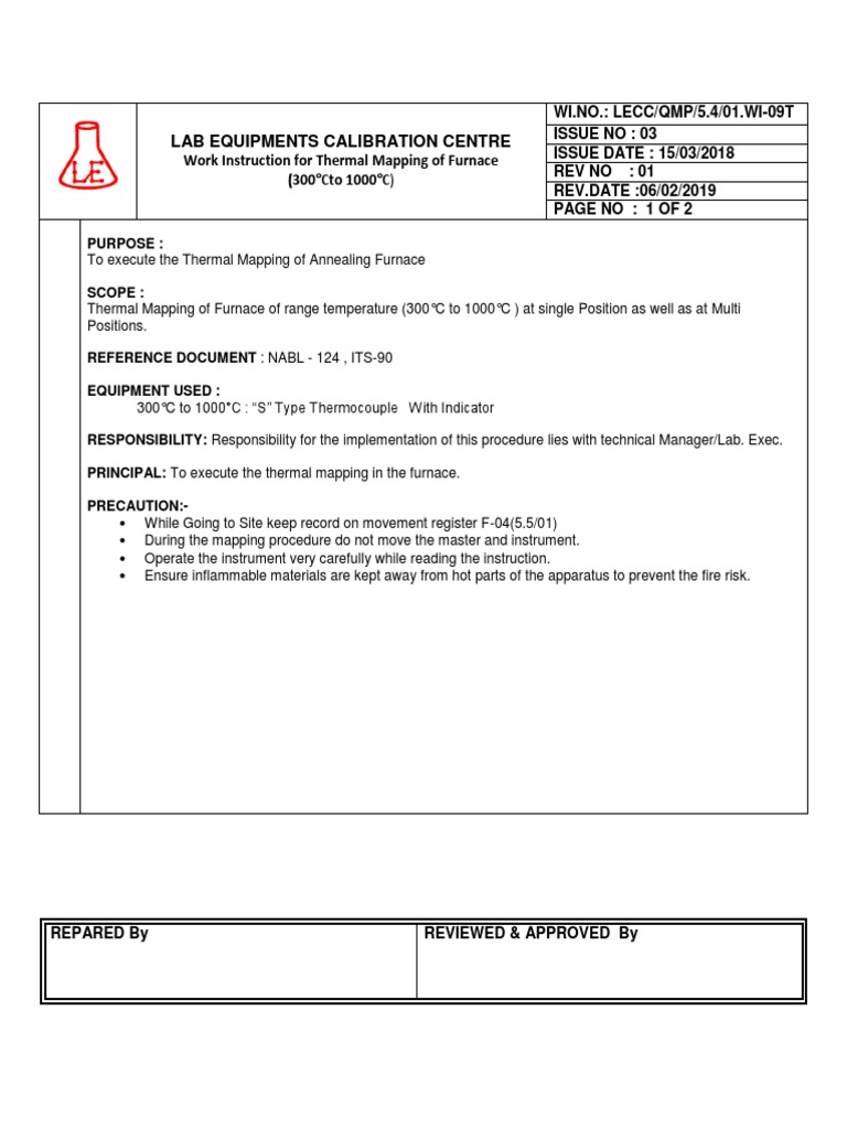 4.work Instruction For Thermal Mapping | Download Free PDF ...