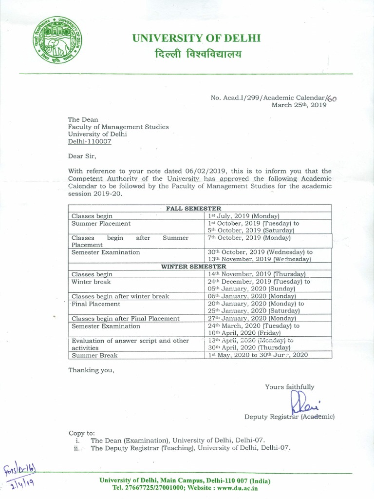 FMS Academic Calendar - 2019-20 | PDF