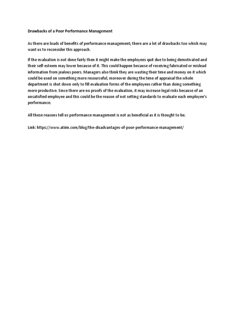 Drawbacks of Performance Management | PDF | Performance Appraisal ...