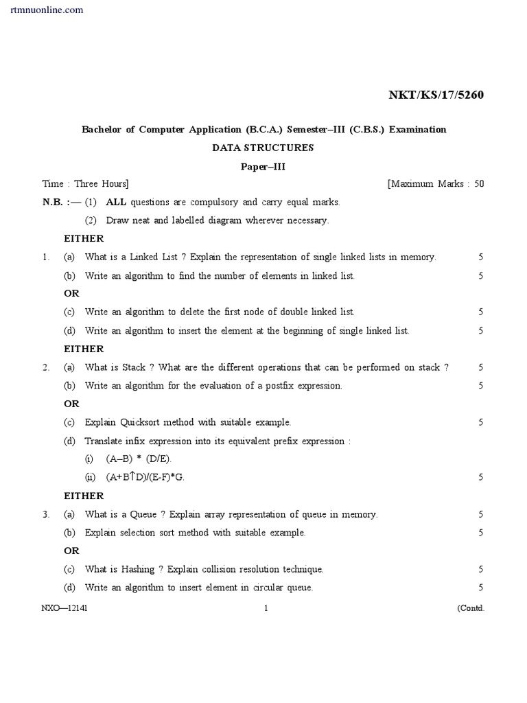 Bca 3 Sem Data Structures Summer 2017 | PDF | Algorithms | Algorithms And Data Structures
