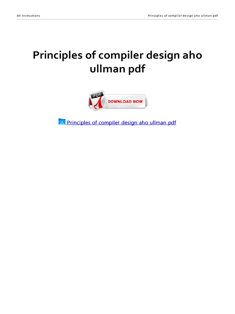 Principles of Compiler Design Aho Ullman PDF | PDF | Compiler | E Books
