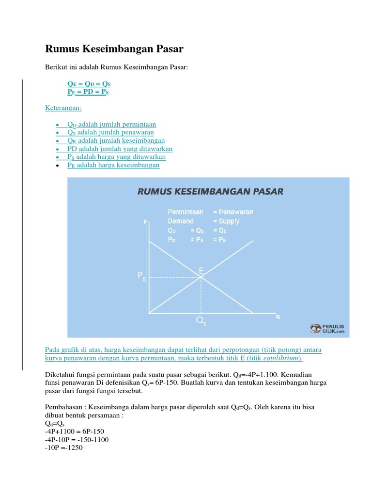 Rumus Keseimbangan Pasar | PDF