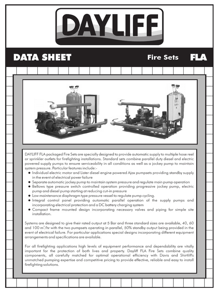 Data Sheet FLA: Fire Sets | PDF | Pump | Engines