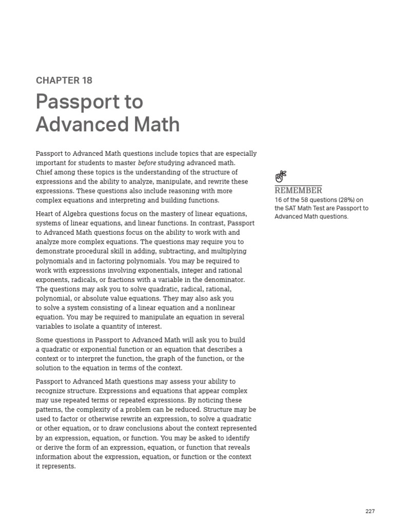 PDF Official Sat Study Guide Passport Advanced Math | PDF | Quadratic ...