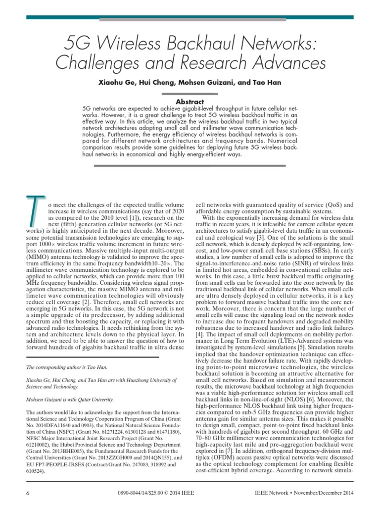 5G Wireless Backhaul Networks | PDF | Cellular Network | Computer Network