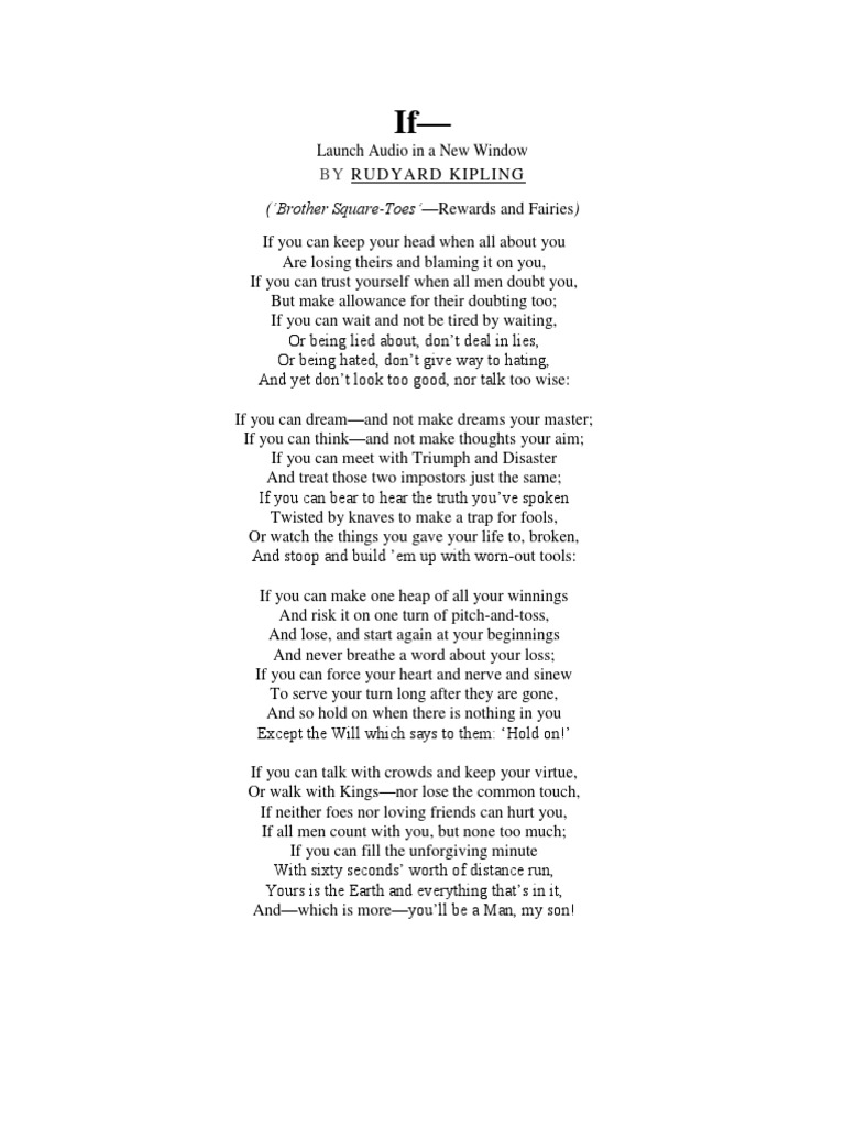 If - by Rudy Kipling - Juz | PDF