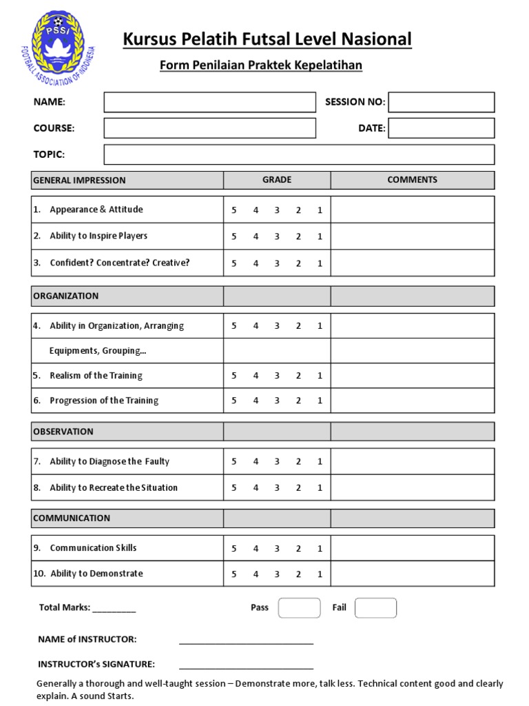 Futsal Practical Assessment Form | PDF | Career & Growth | Business