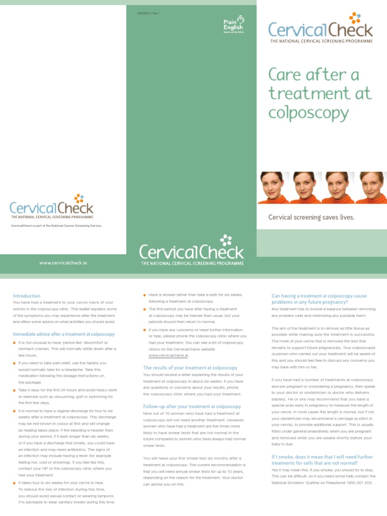 Care After A Treatment at Colpos | PDF | Cervical Cancer | Women's Health