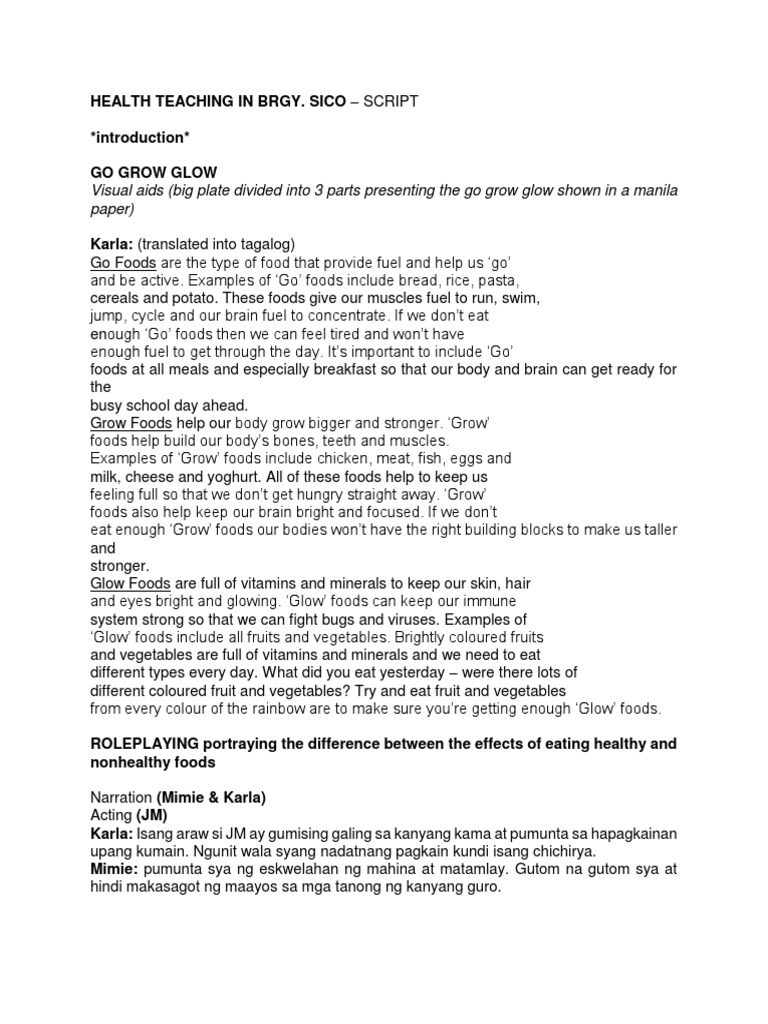 Visual Aids (Big Plate Divided Into 3 Parts Presenting The Go Grow Glow ...