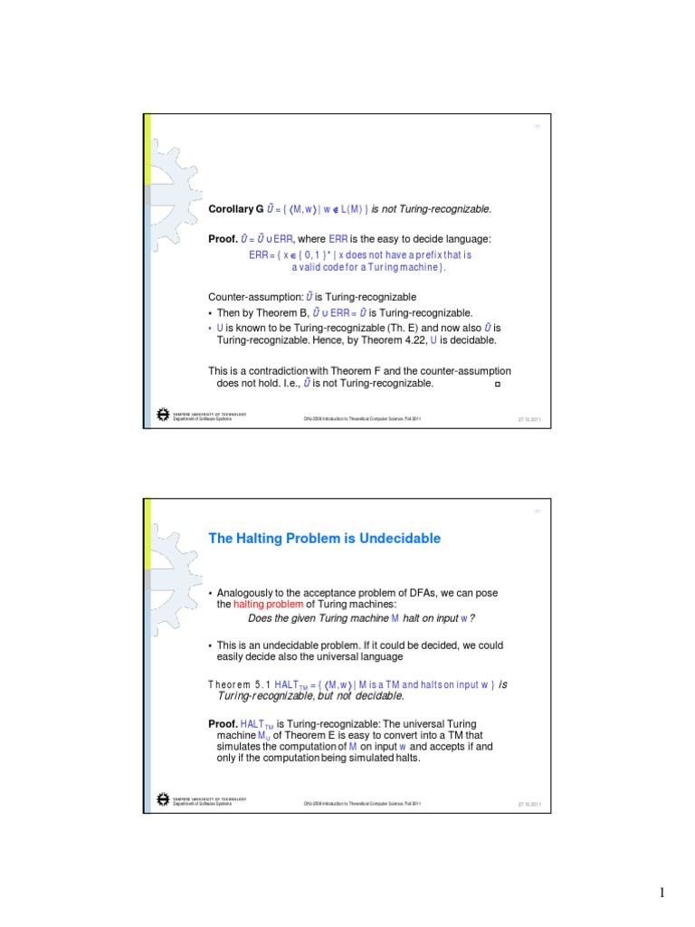 The Halting Problem Is Undecidable | PDF | Automata Theory | Syntax (Logic)