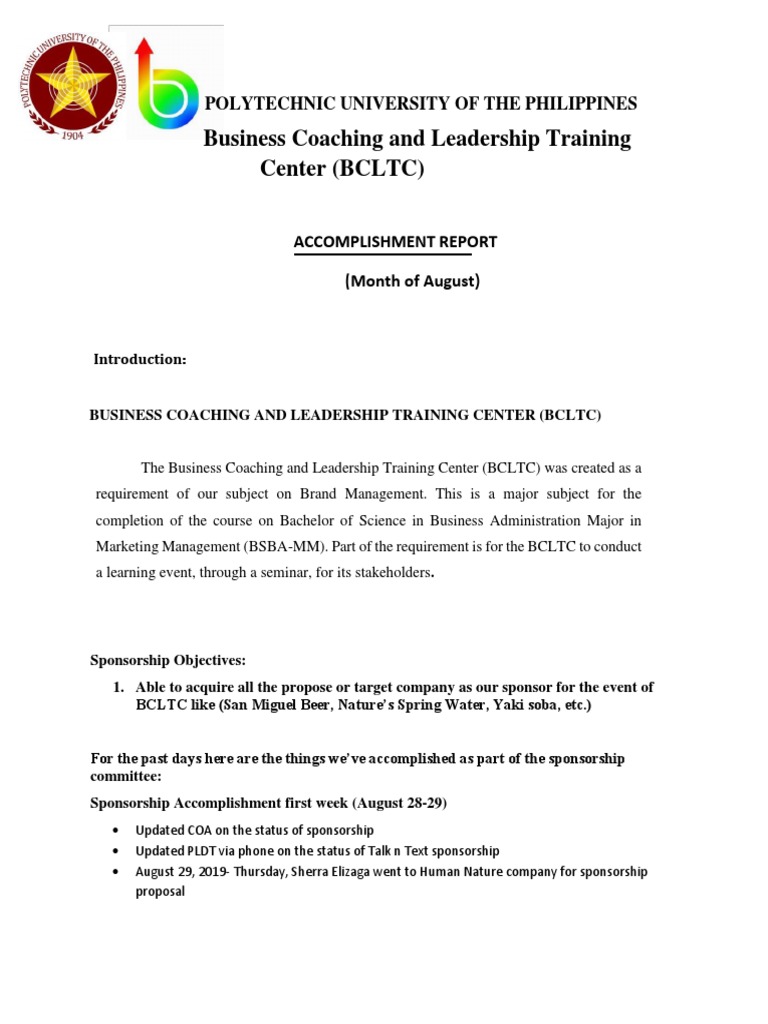 Accomplishment Report