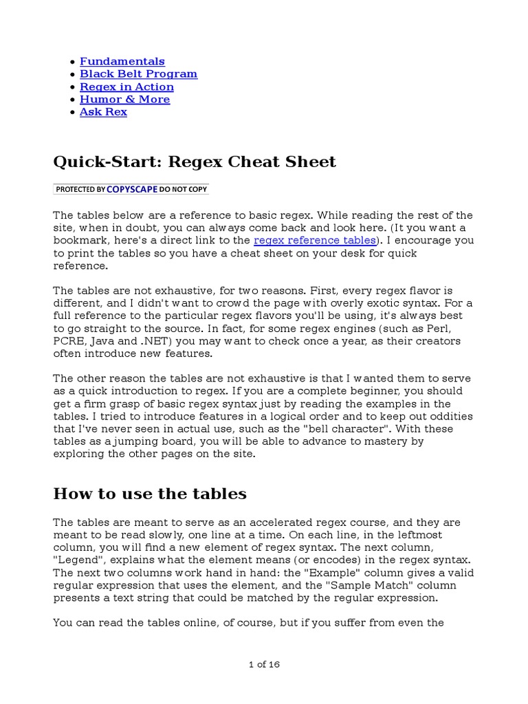 Regex All in One Guide | PDF | Regular Expression | Computer Programming