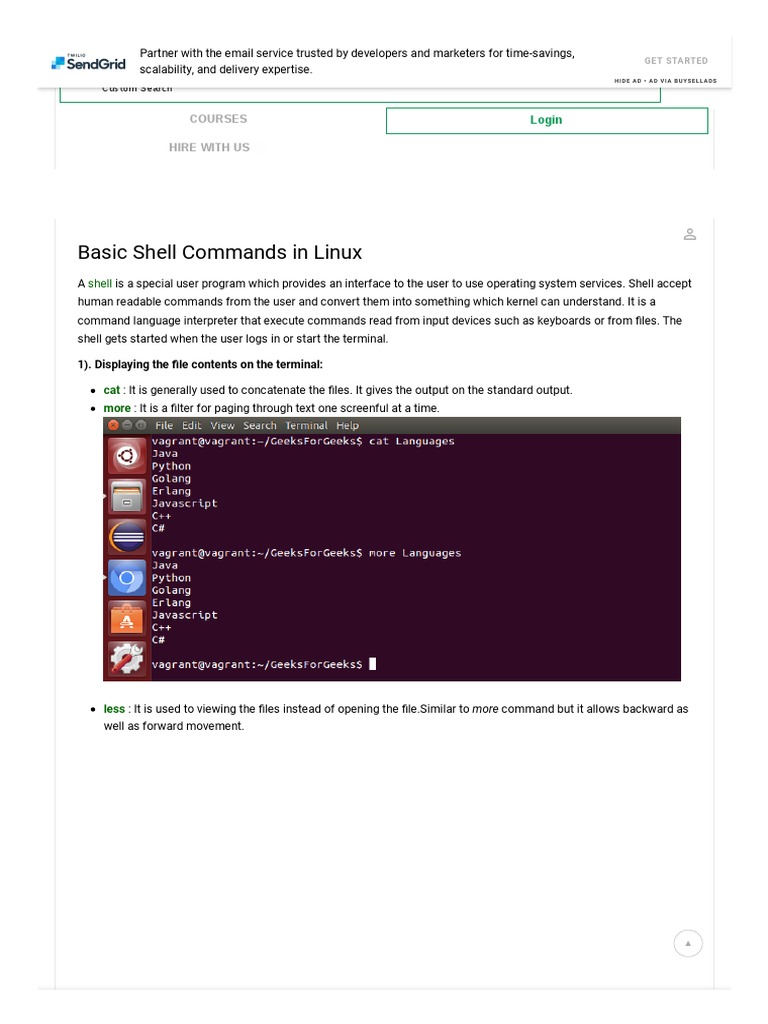 Basic Shell Commands in Linux: Courses Hire With Us | PDF | Command Line Interface | Computer File