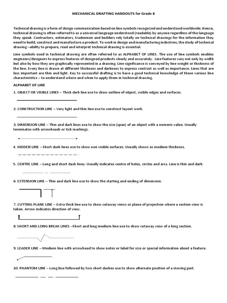 Grade 8 Mechanical Drafting Basics | PDF | Technical Drawing | Drawing
