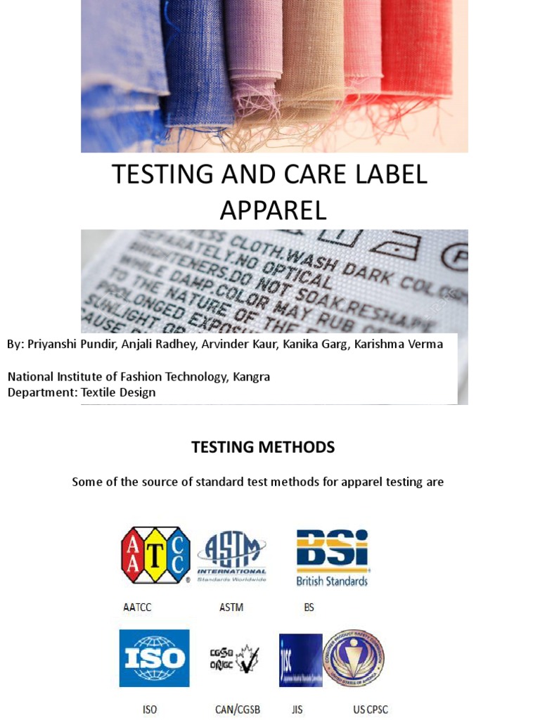 Testing Methods For Different Apparel and Care Labels | PDF | Textiles ...
