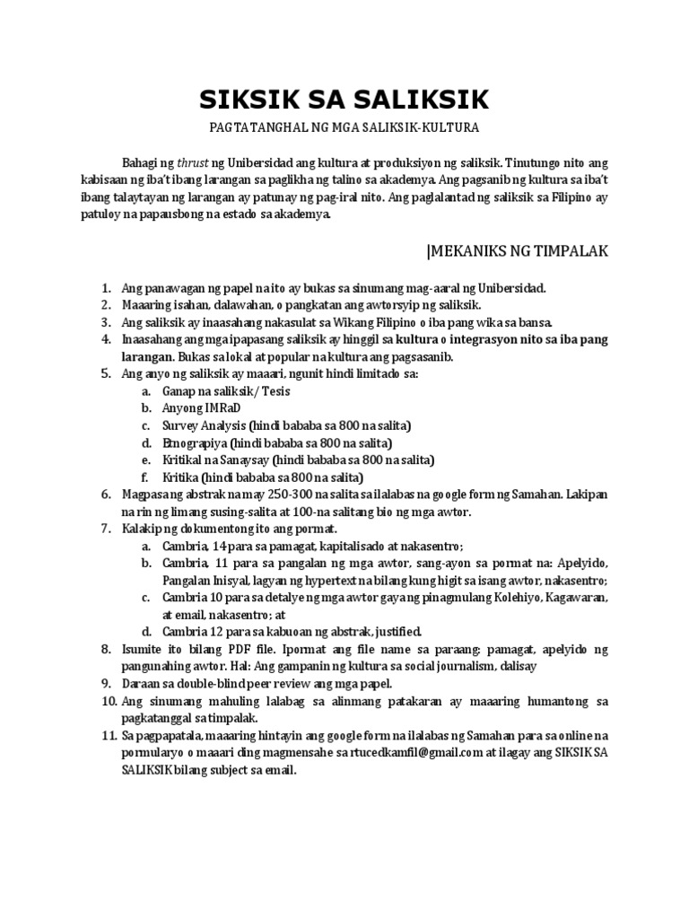 Siksik Sa Saliksik | PDF