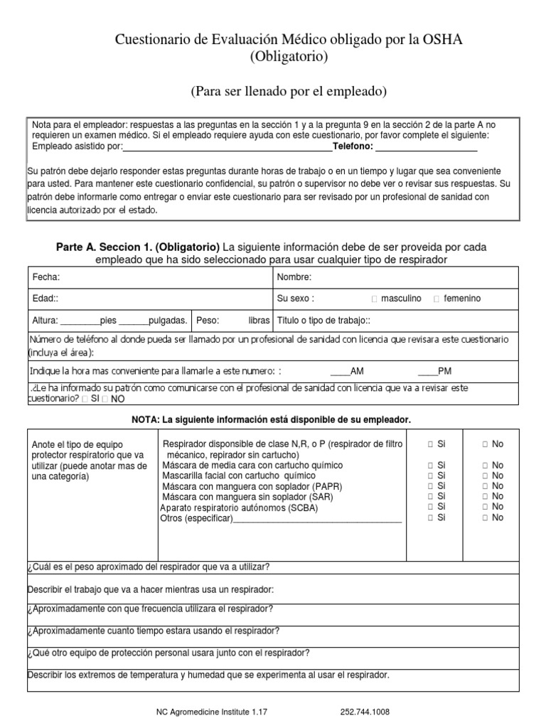 Cuestionario Osha | PDF | Cuestionario | Diabetes