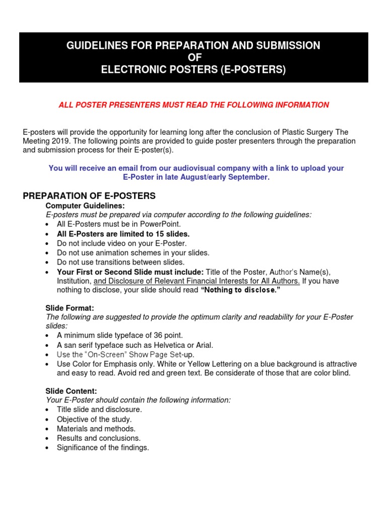 E-Poster Preparation and Submission Guidelines | PDF | Typefaces ...
