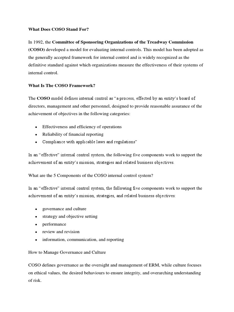 COSO | PDF | Risk Management | Internal Control