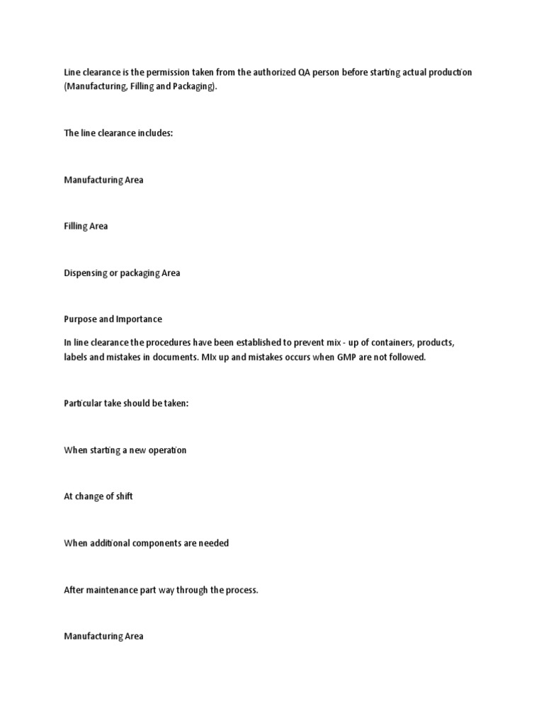 Line Clearance | PDF