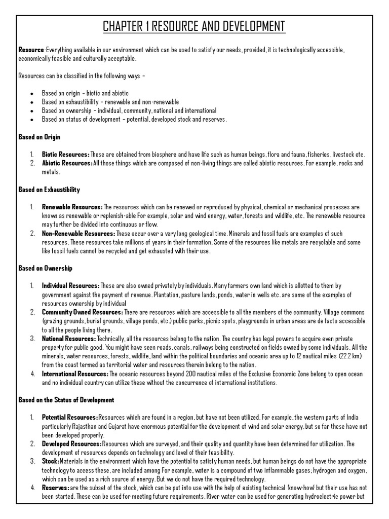 Resource Planning Geography CHP 1 | PDF | Resource | Soil