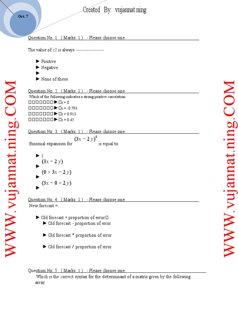 Mth302 Collection of Old Papers | PDF | Correlation And Dependence | Regression Analysis