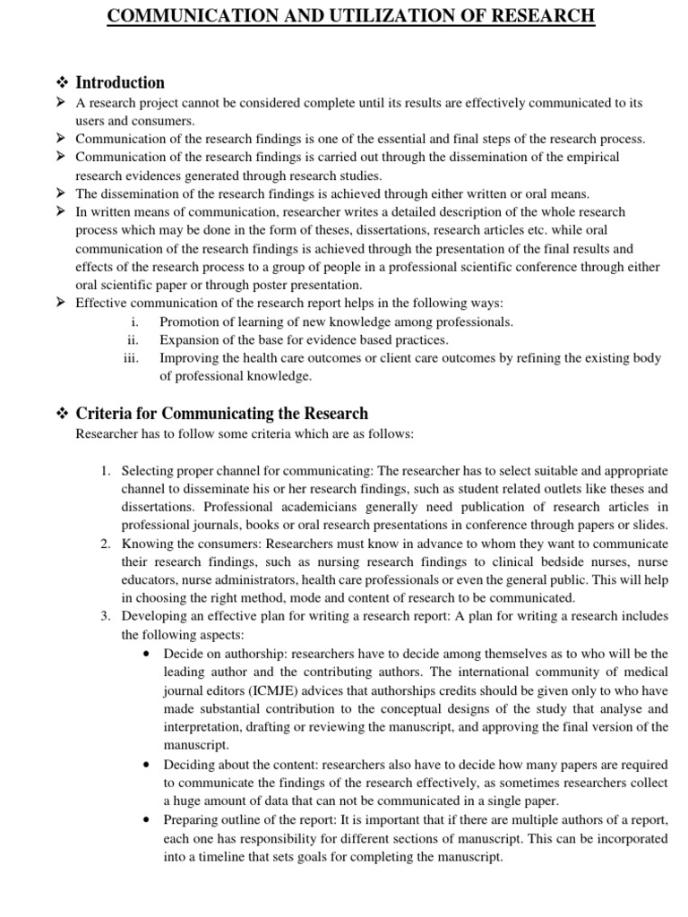Communication and Utilization of Research | PDF | Likert Scale ...