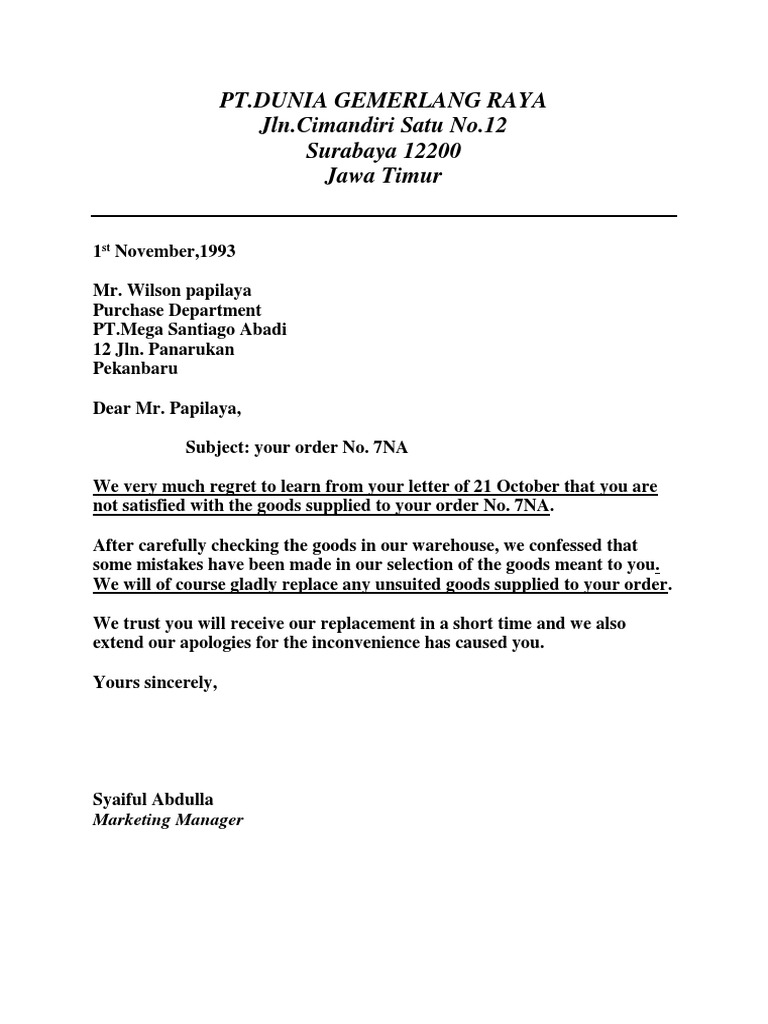 Contoh Surat Reply | PDF