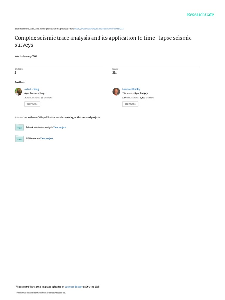 Complex Seismic Trace Analysis and Its Application | PDF | Spectral ...
