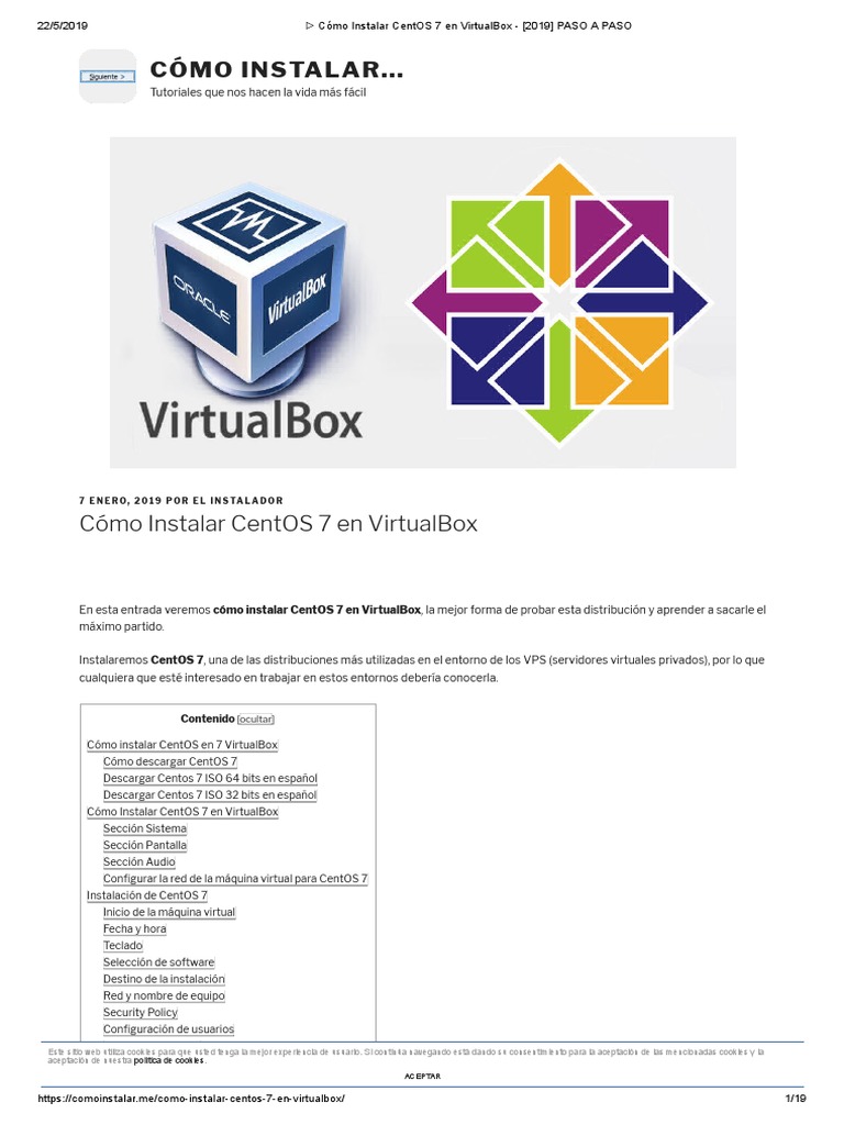 Cómo Instalar CentOS 7 en VirtualBox - (2019) PASO A PASO | PDF | Cookie HTTP | Experiencia de ...