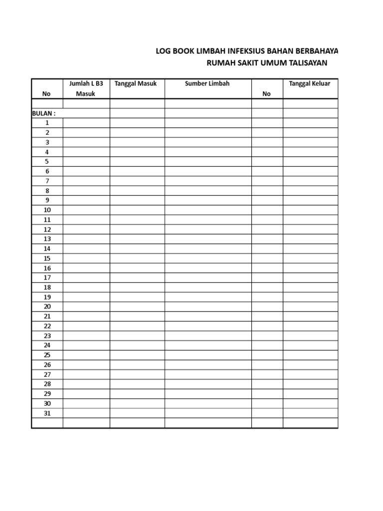 Log Book Limbah b3 Infeksius | PDF