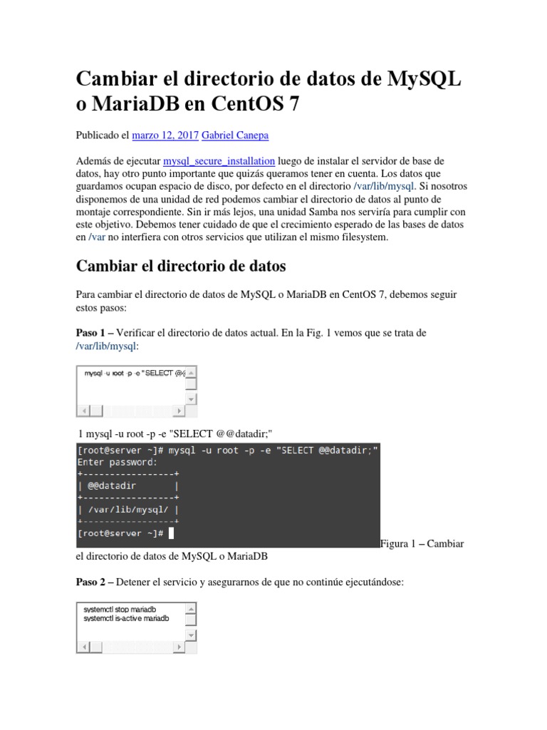 Cambiar El Directorio de Datos de MySQL o MariaDB en CentOS 7 | PDF | Mi sql | Servidor web