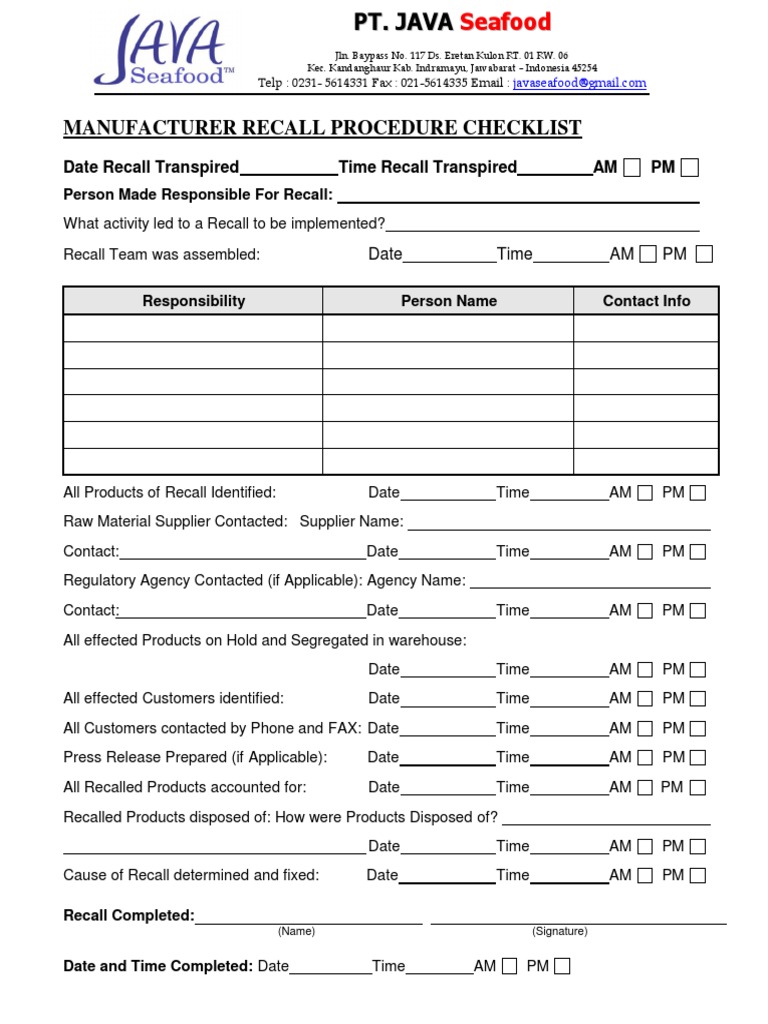 Manufacturer Recall Procedure | PDF