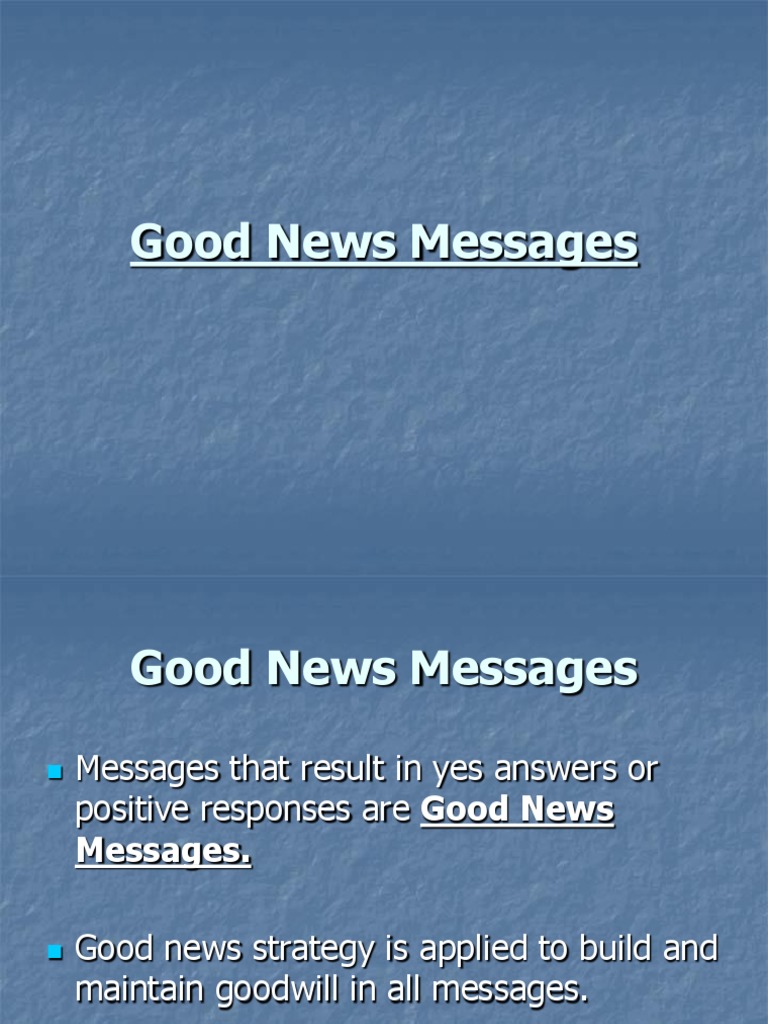 Good News Messages (Revised) | PDF | News | Business