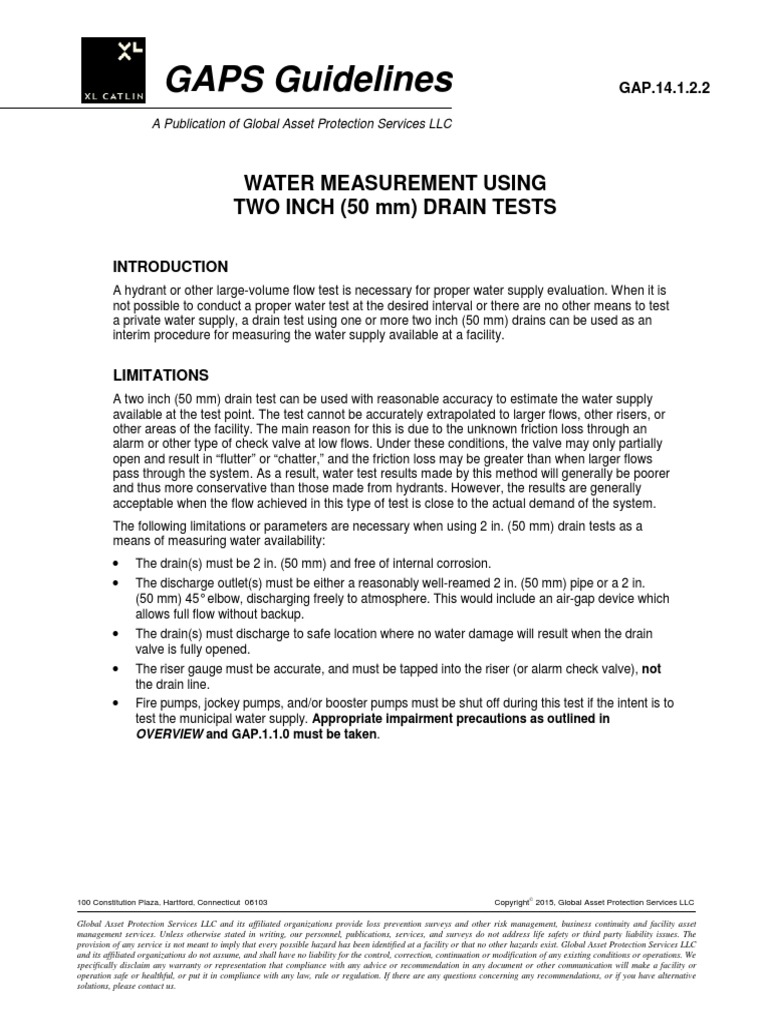 GAPS Guidelines: Water Measurement Using Two Inch (50 MM) Drain Tests ...