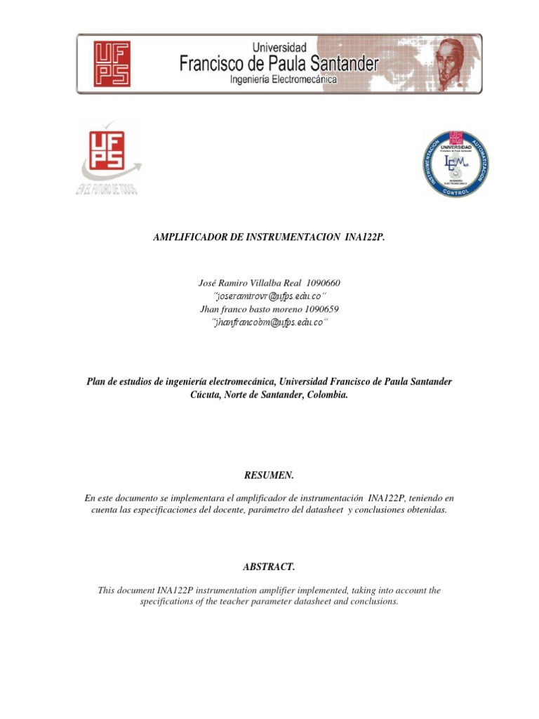 Amplificador de Instrumentacion Ina122p | PDF | Circuitos análogos ...