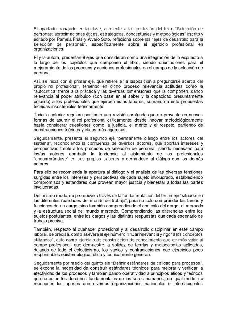 Síntesis Conclusión Del Libro Selección de Personas: Aproximaciones ...