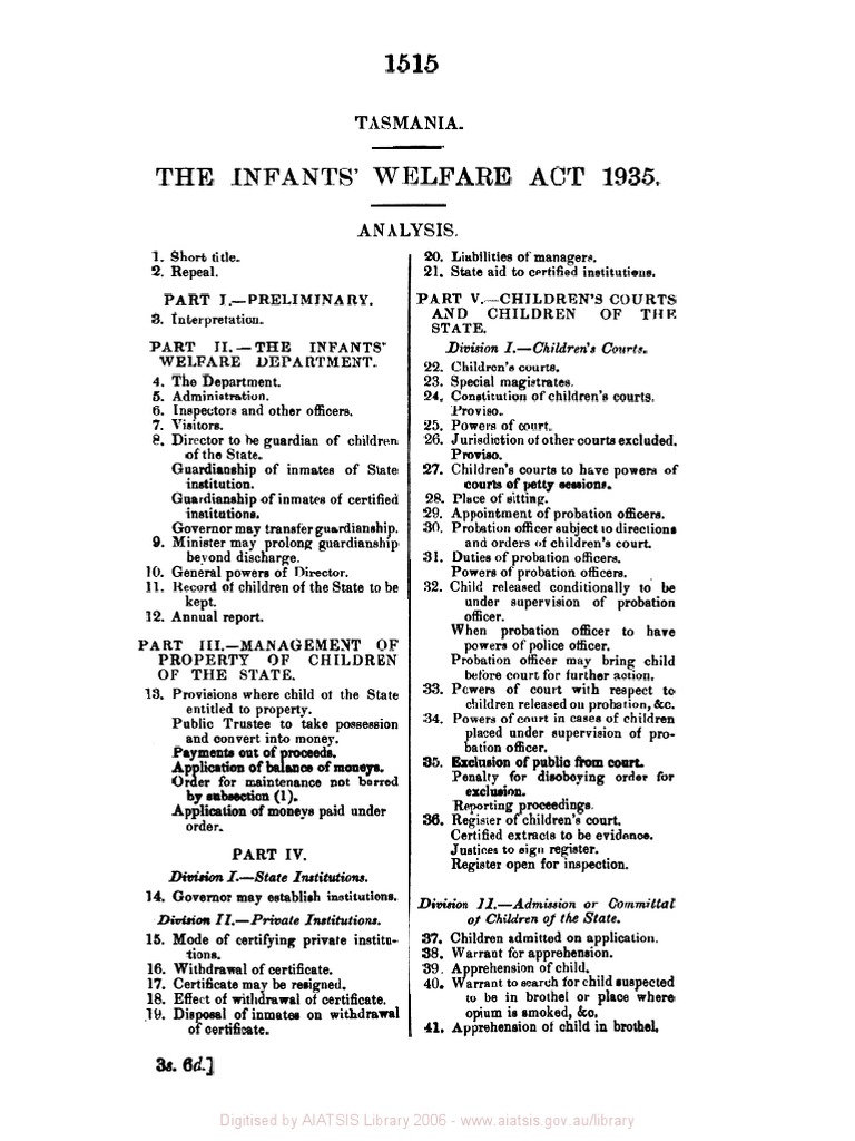 The Infants': Welfare Act 1935 | PDF | Legal Guardian | Social Institutions
