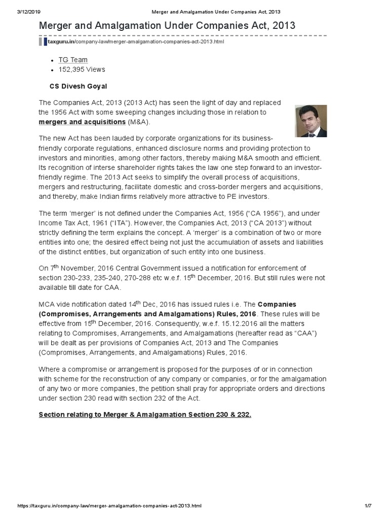 Amalgamation & Merger | PDF | Mergers And Acquisitions | Board Of Directors