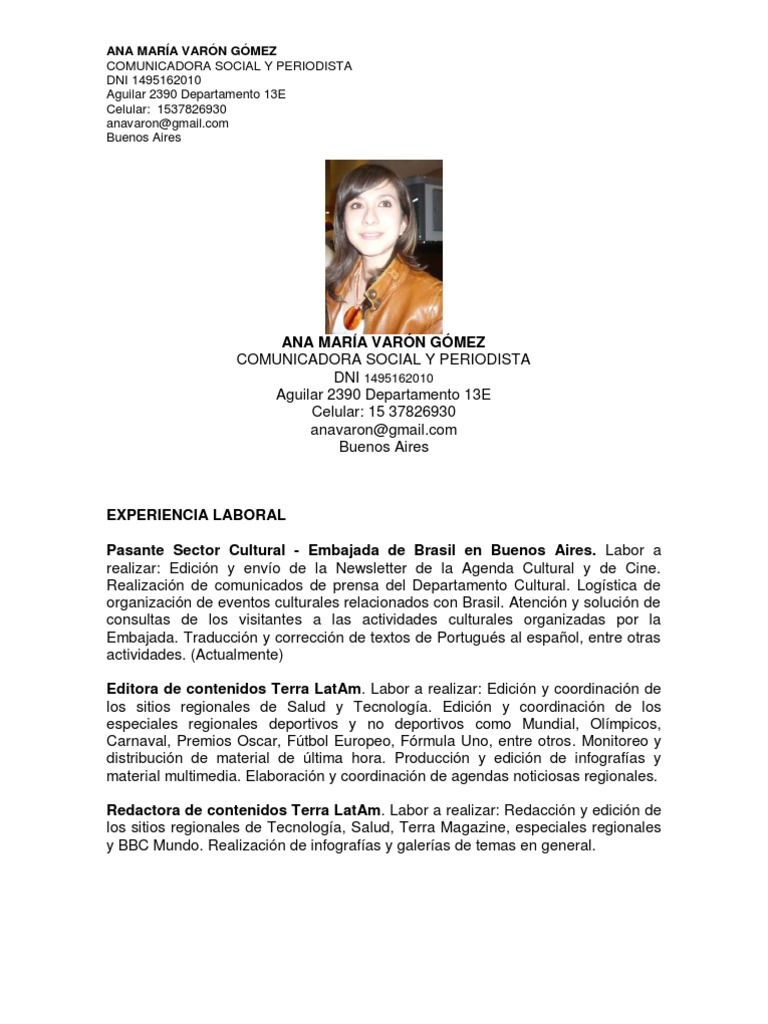 Perfil Profesional de Ana María Varón | PDF | Periodista | Colombia