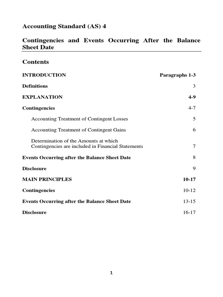 Accounting Standard (AS) 4 Contingencies and Events Occurring After The ...