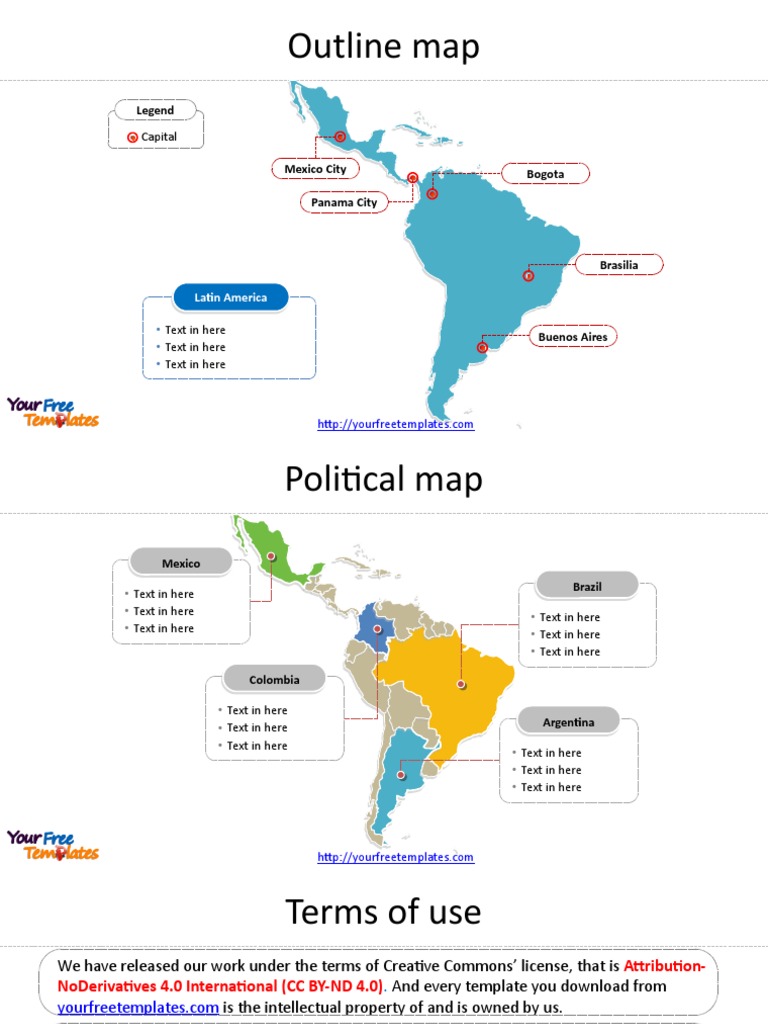 Latin America Political Map Template | PDF | Creative Commons ...