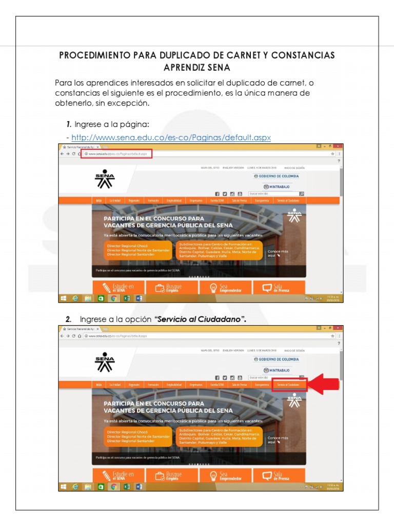 Procedimiento para Duplicado de Carnet y Constancias Aprendiz Sena 2018 ...