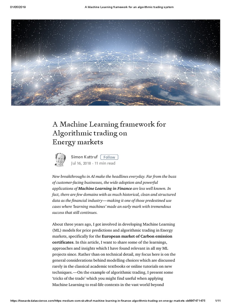 Machine Learning framework for algorithmic trading energy markets | PDF ...