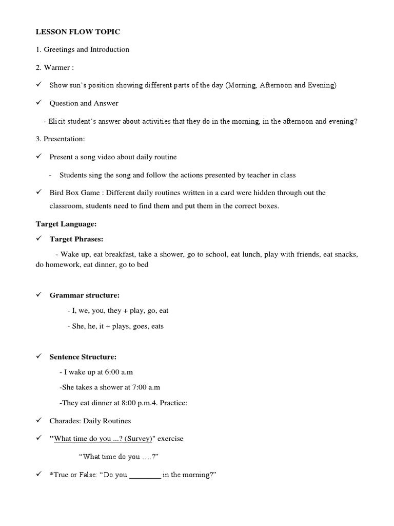 Lesson Flow Topic | PDF