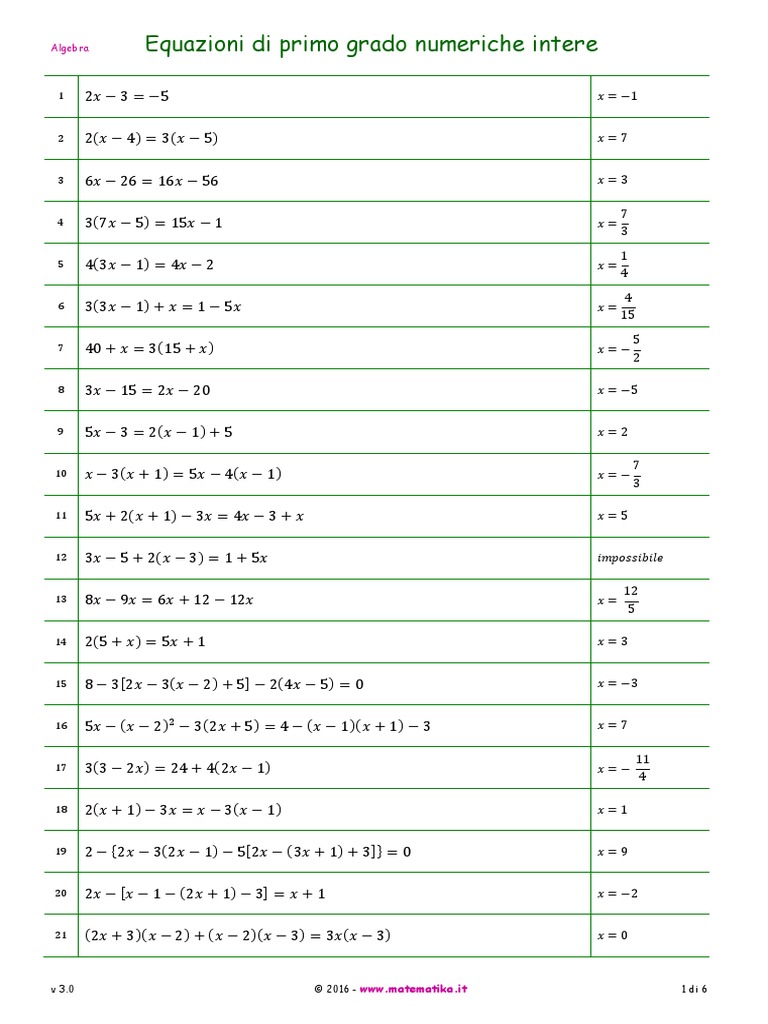 03 21 Equazioni Intere Primo Grado 3 0 PDF | PDF