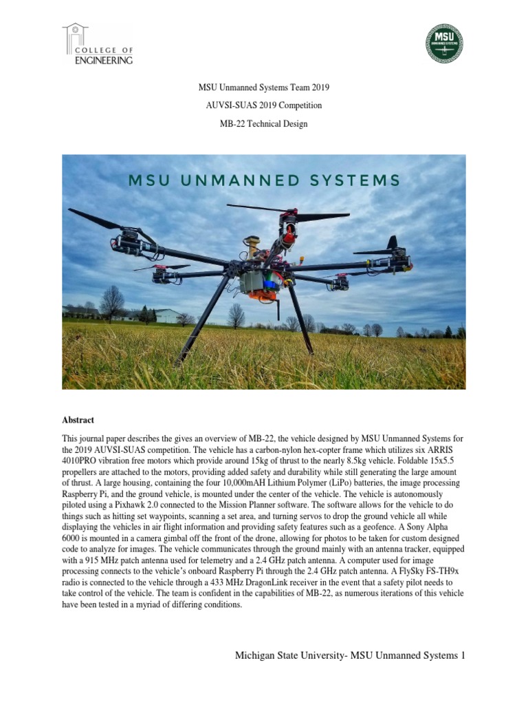 MSUUS 2019 Technical Design Paper PDF | PDF | Unmanned Aerial Vehicle ...