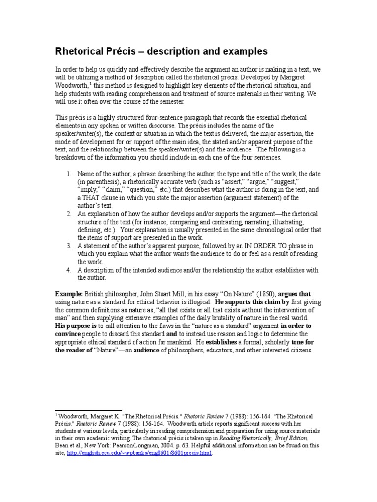 Rhetorical Précis - Description and Examples | PDF | Rhetoric | Essays