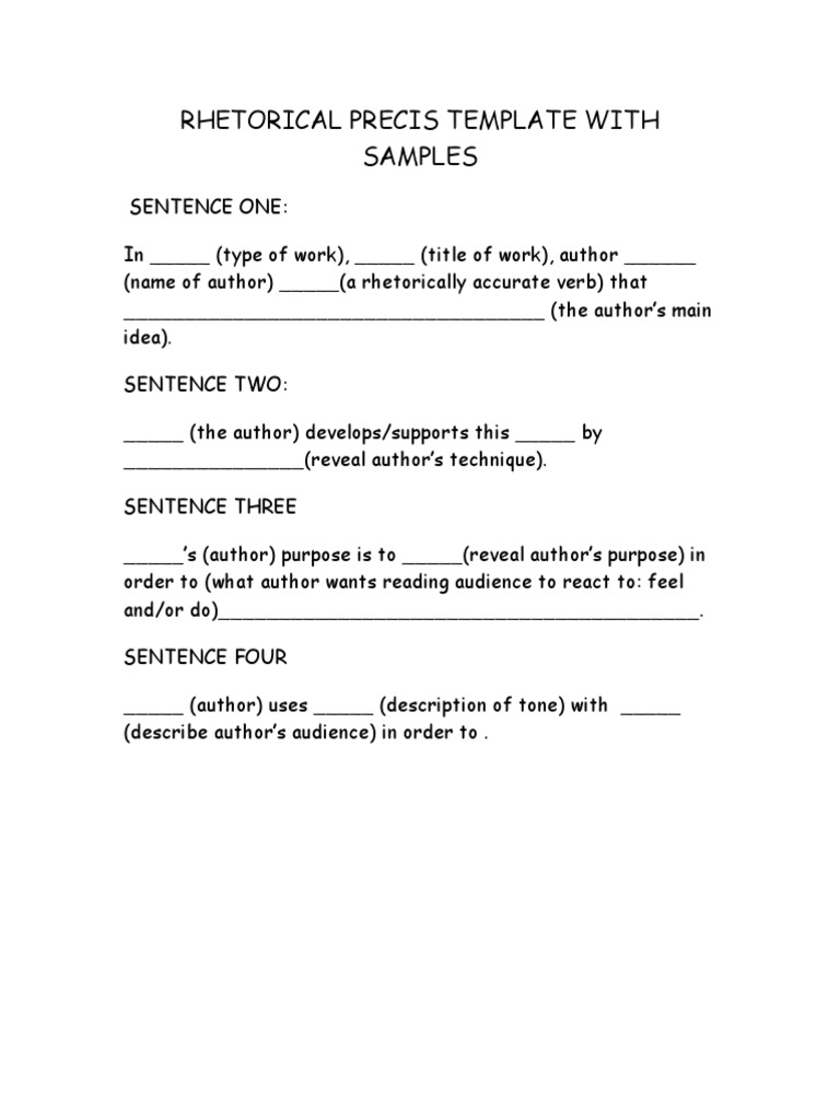 Rhetorical Precis Template With Samples | PDF | Career & Growth