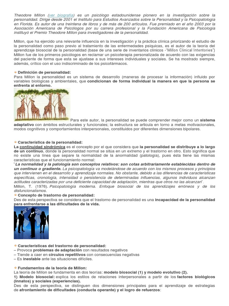 Theodore Millon Tipos de Personalidad | PDF | Psicología anormal ...